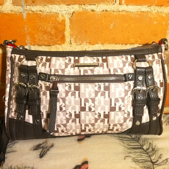 Dana Buchman | Bags | Dana Buchman Brown Silver Monogram Logo Purse Bag ...
